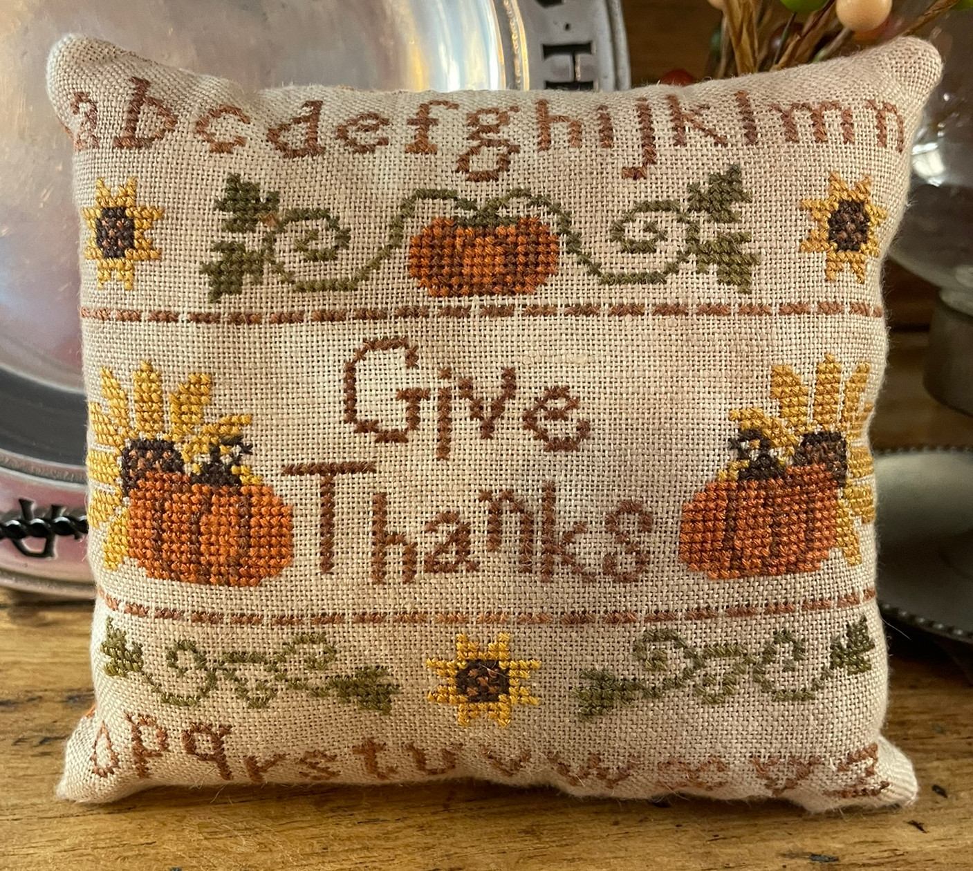 Give Thanks Sampler Pillow – Thread the Needle Stitchery LLC
