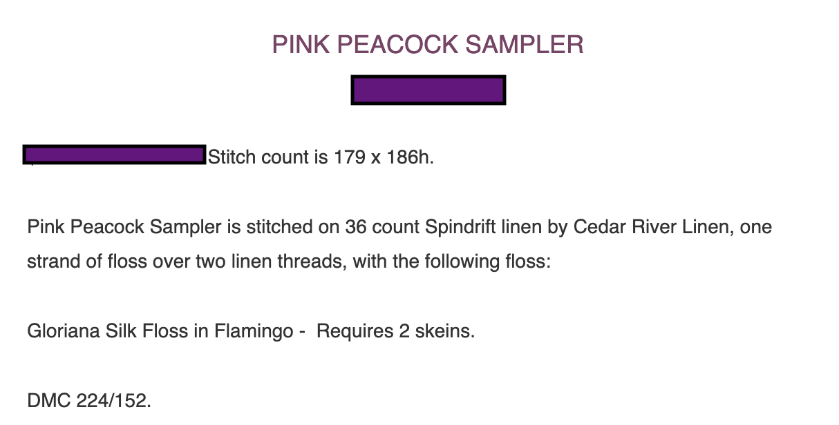Pink Peacock Sampler – Thread the Needle Stitchery LLC